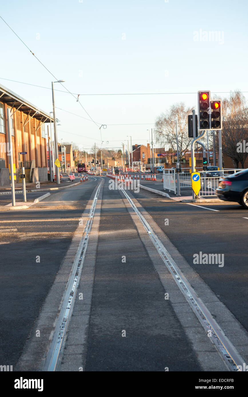 Tram works in Beeston Town Centre, Nottingham England UK Stock Photo ...