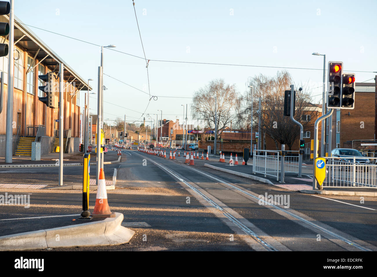 Tram works in Beeston Town Centre, Nottingham England UK Stock Photo ...