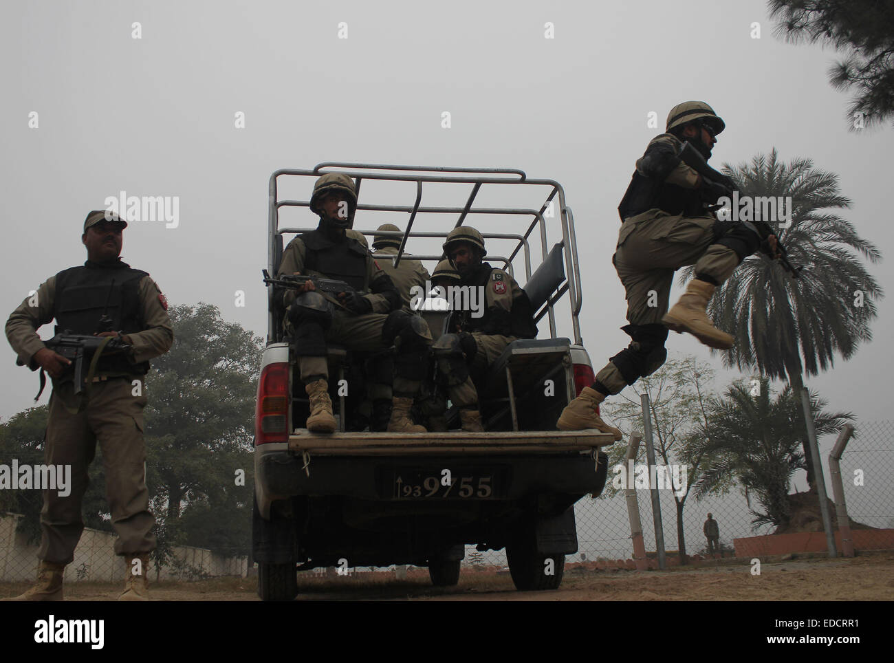 Pakistani Security Force patrol along the Pakistan-India border area of ...