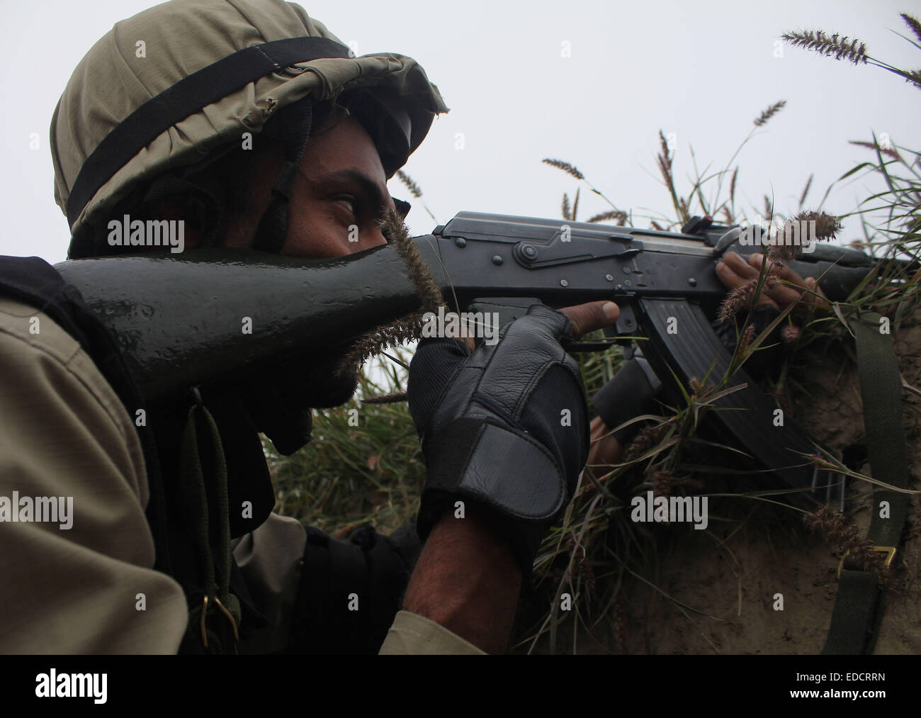 Pakistani Security Force patrol along the Pakistan-India border area of ...