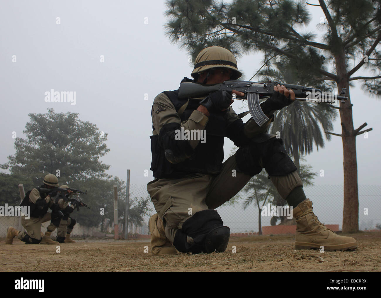 Pakistani Security Force patrol along the Pakistan-India border area of ...