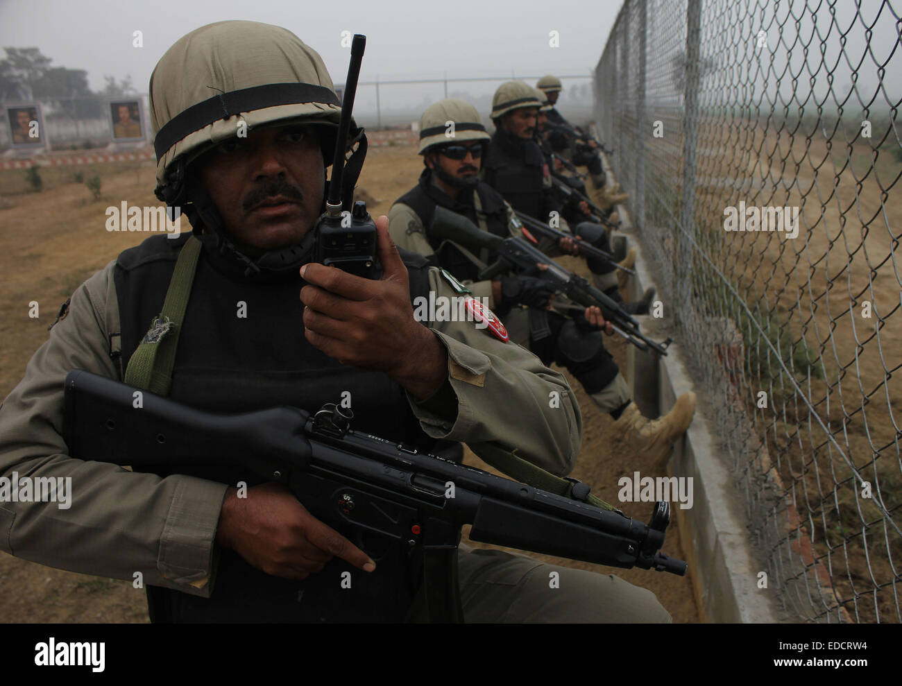 Pakistani Security Force patrol along the Pakistan-India border area of ...