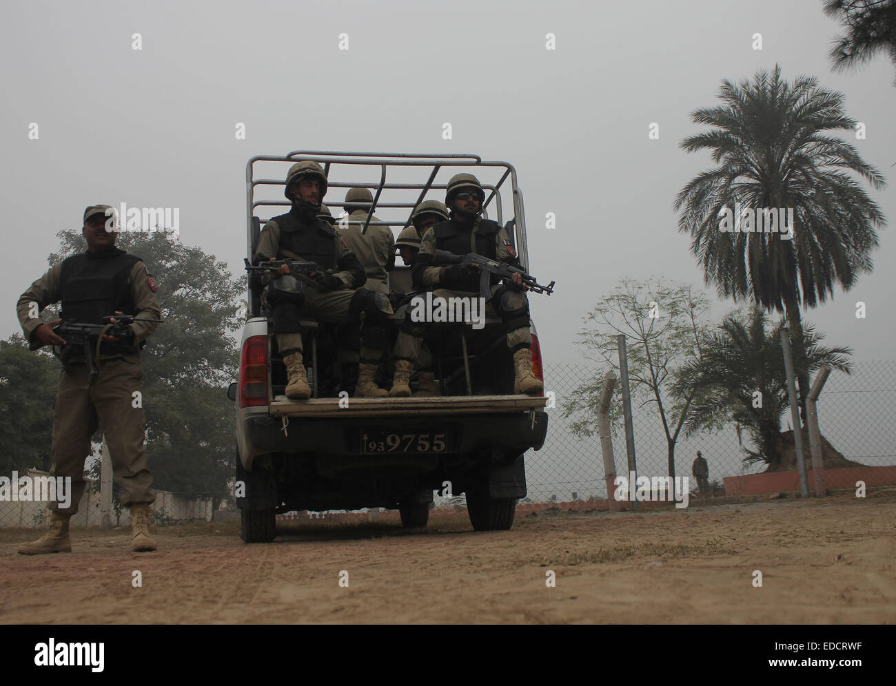 Pakistani Security Force patrol along the Pakistan-India border area of ...