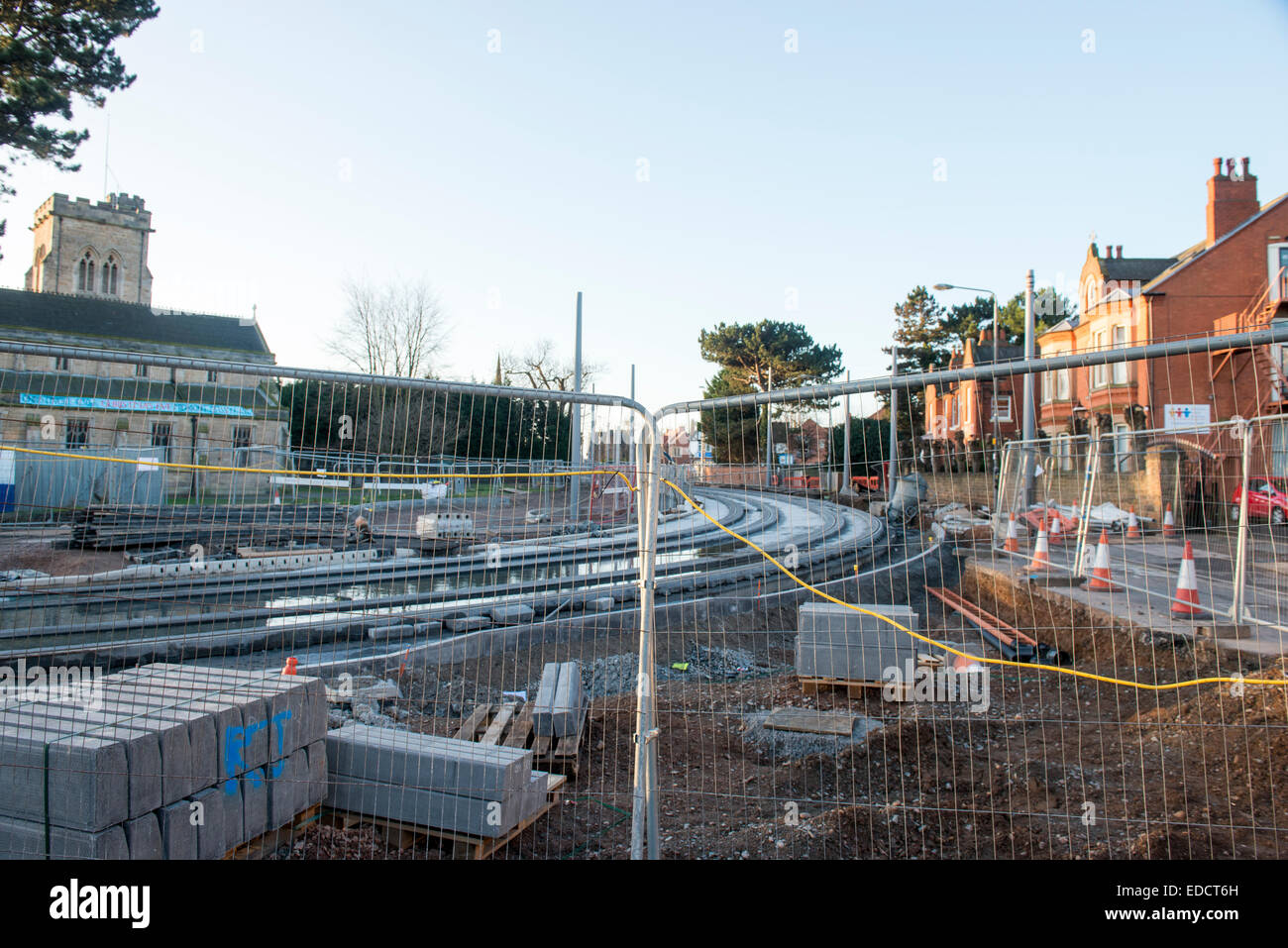 Tram works in Beeston Town Centre, Nottingham England UK Stock Photo ...