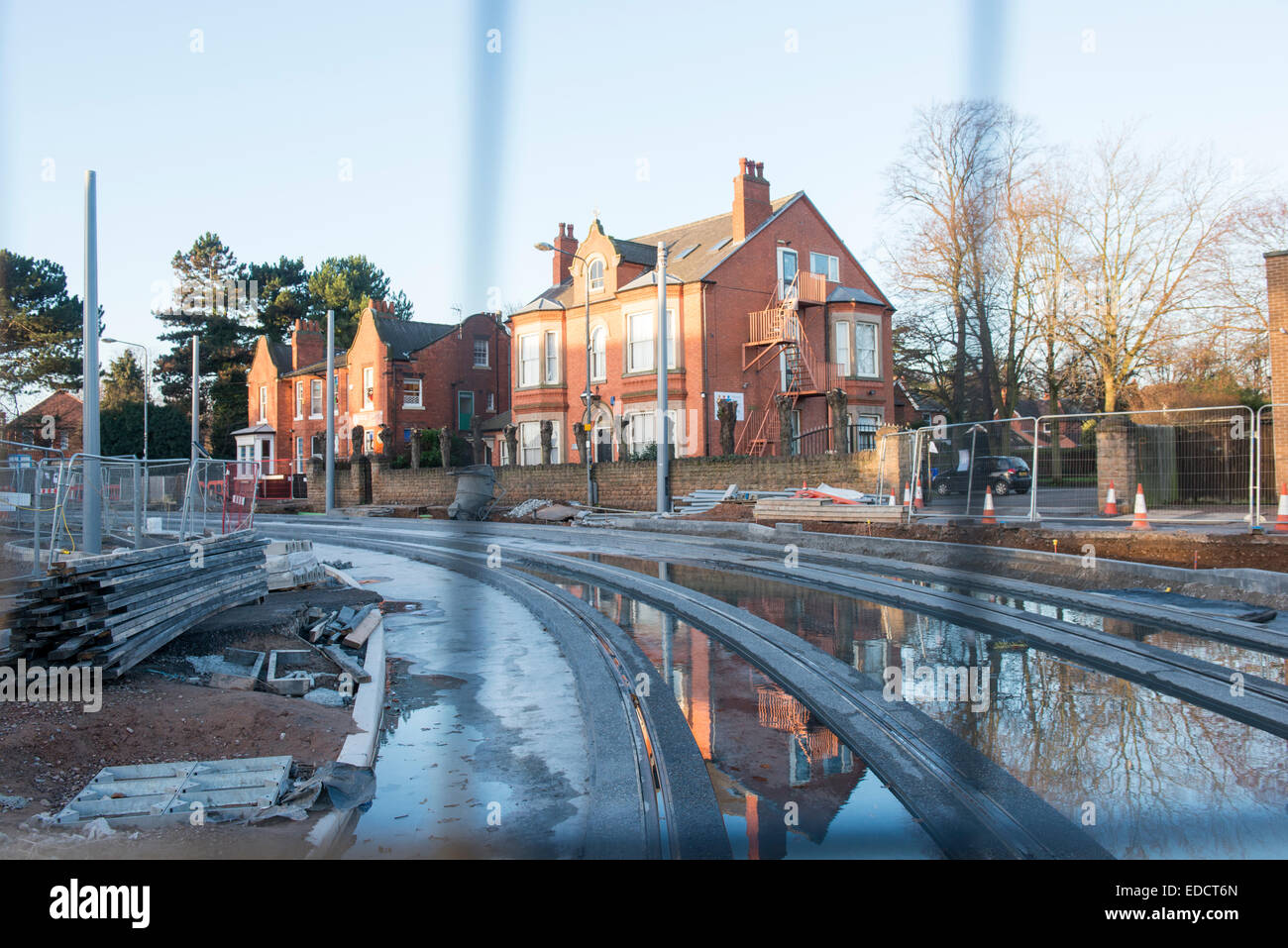 Tram works in Beeston Town Centre, Nottingham England UK Stock Photo ...