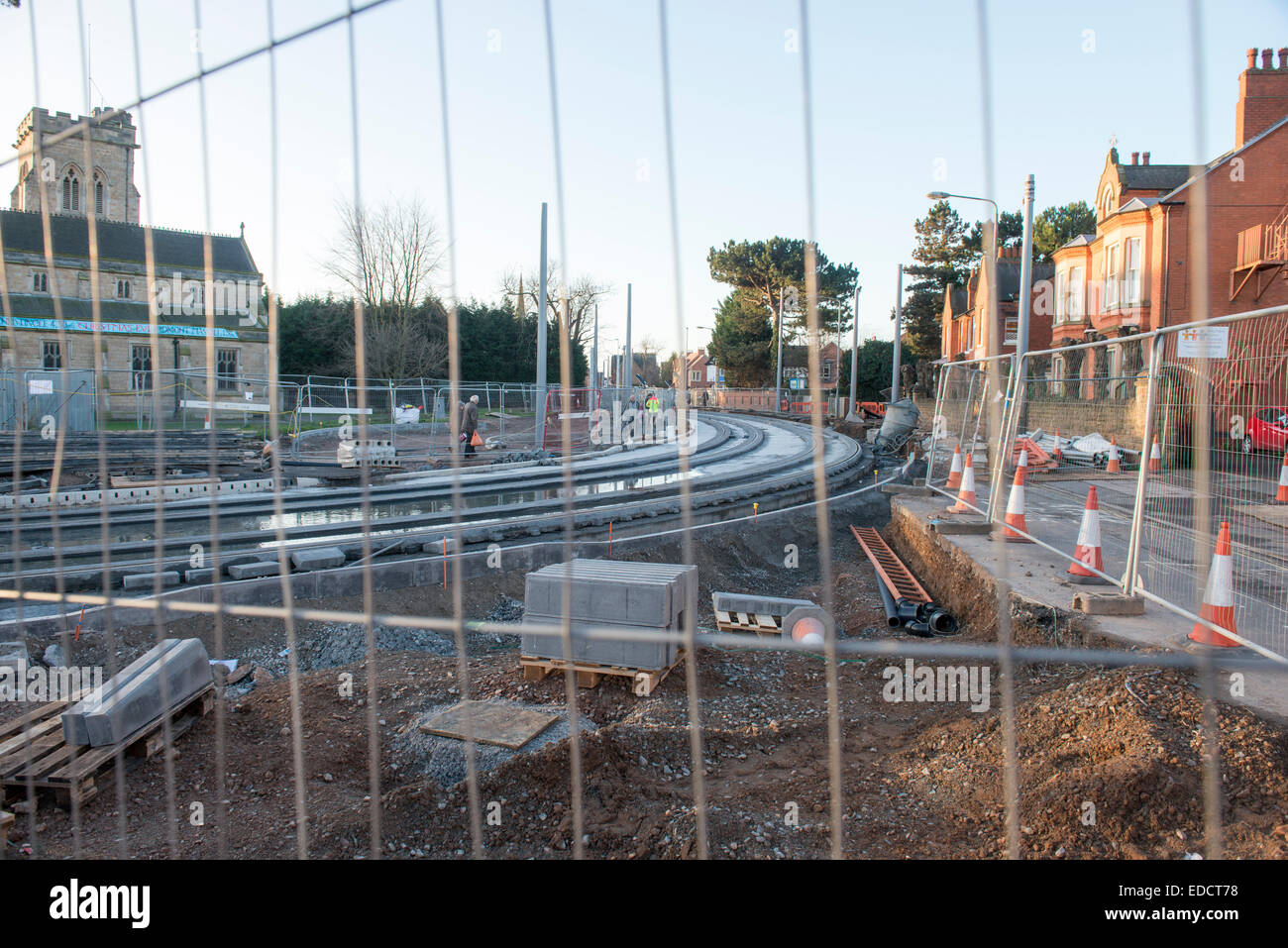Tram works in Beeston Town Centre, Nottingham England UK Stock Photo ...