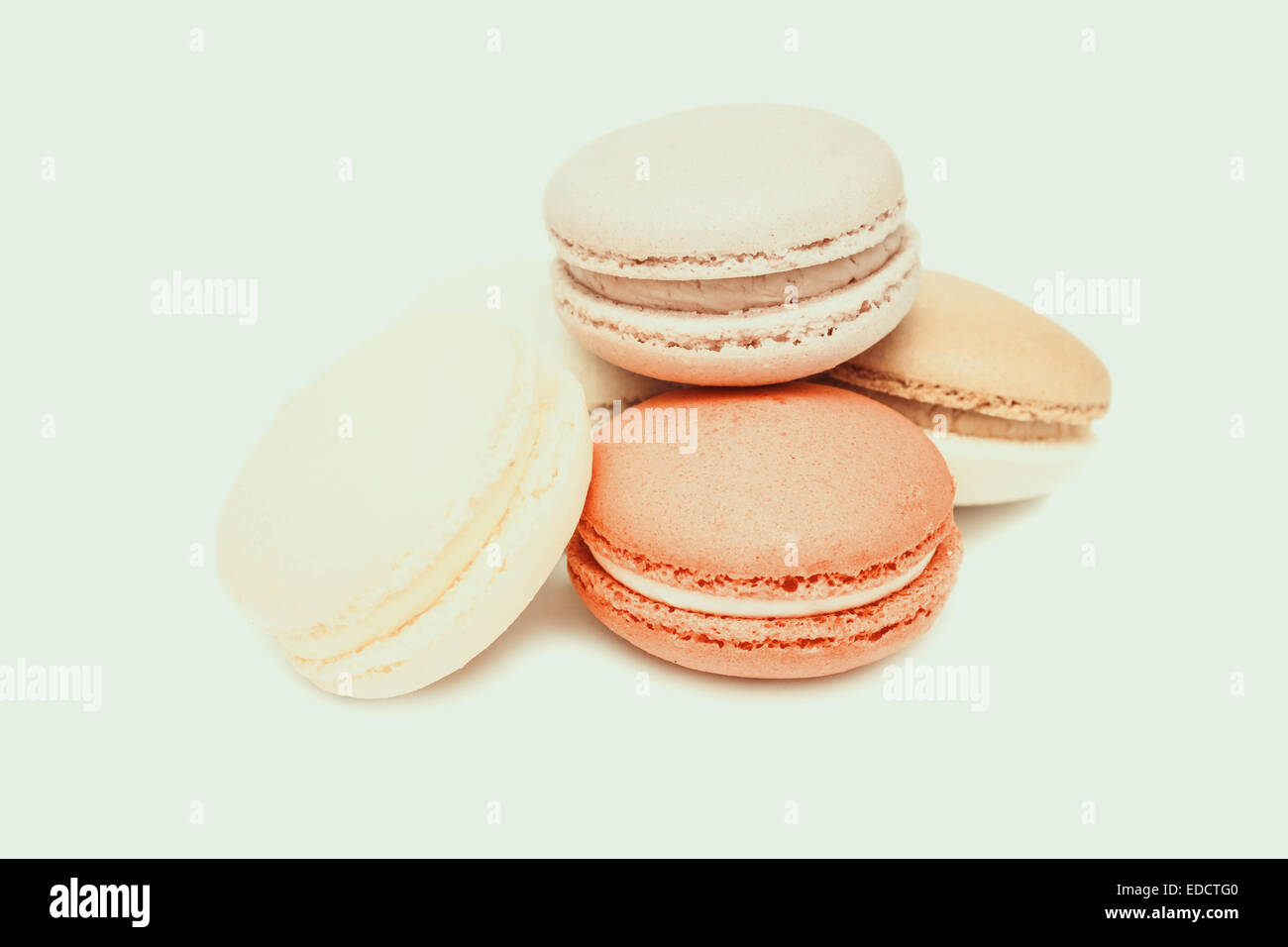 Retro Photo Of Sweet French Macaroon Pile Stock Photo - Alamy