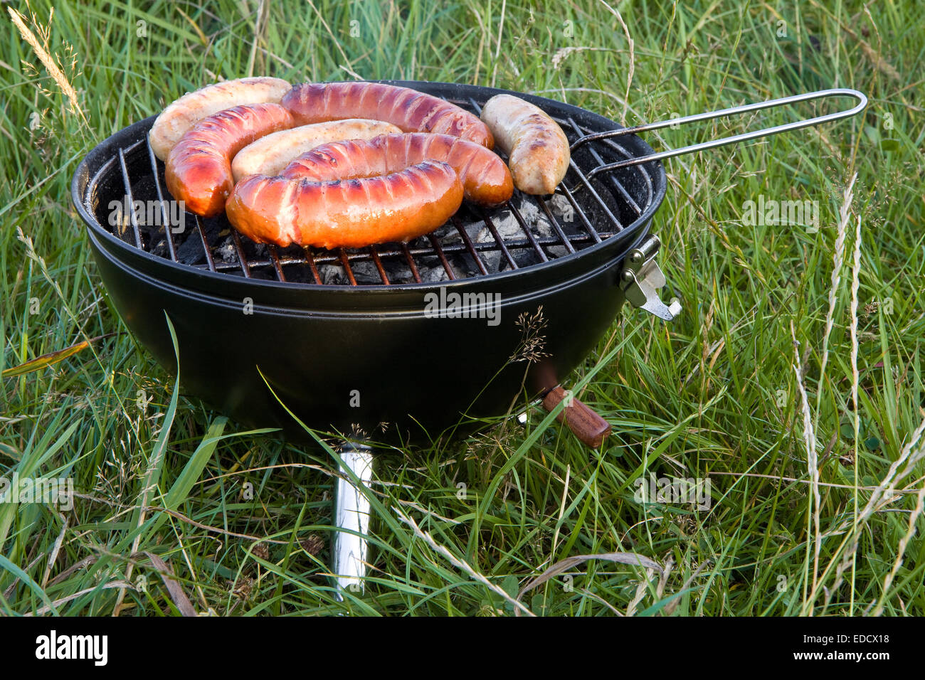 Tasty grilled sausages, outdoor barbecue on grass Stock Photo - Alamy