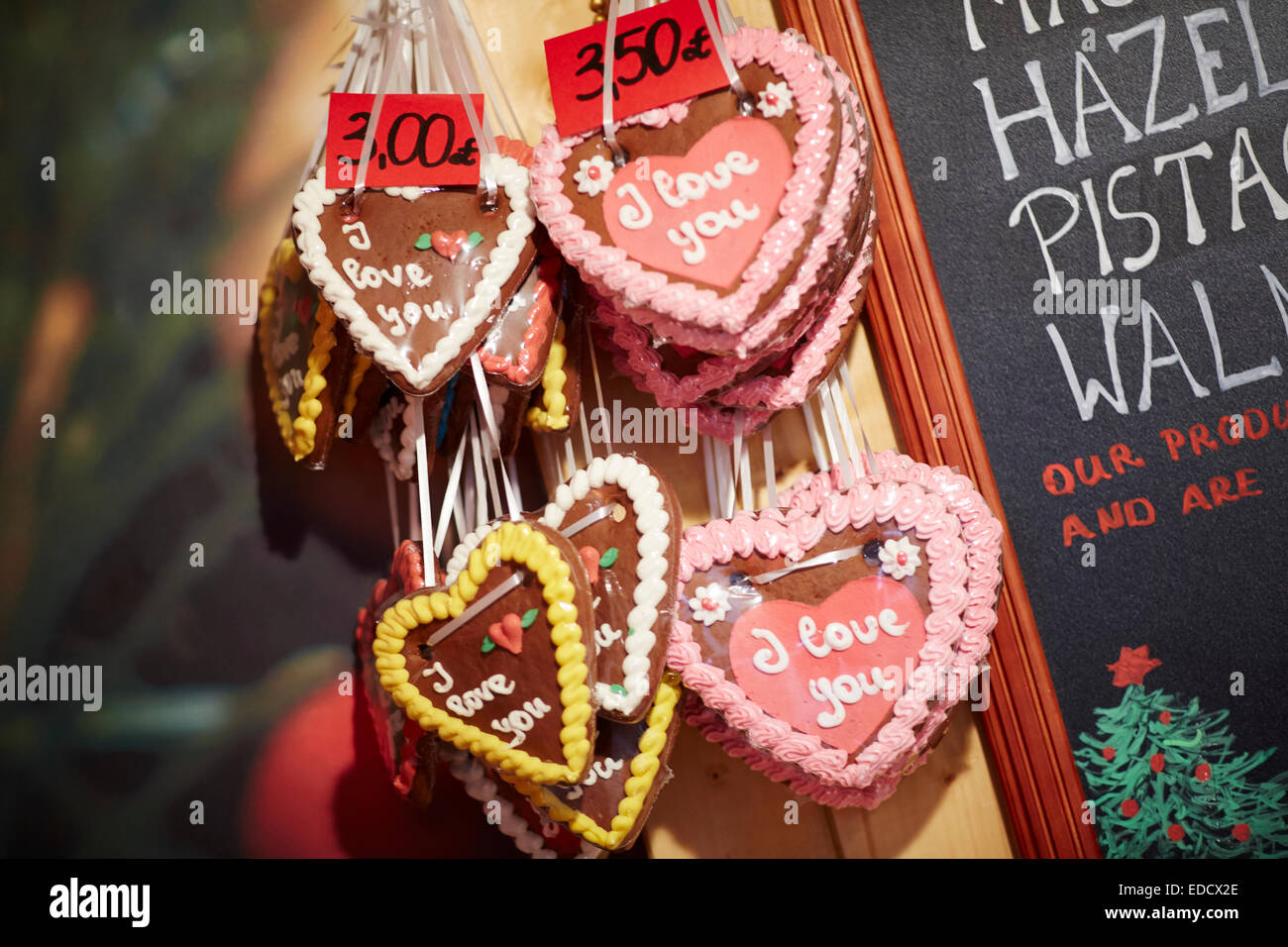 Gingerbread love hearts at Manchester German Christmas Markets 2014 ...