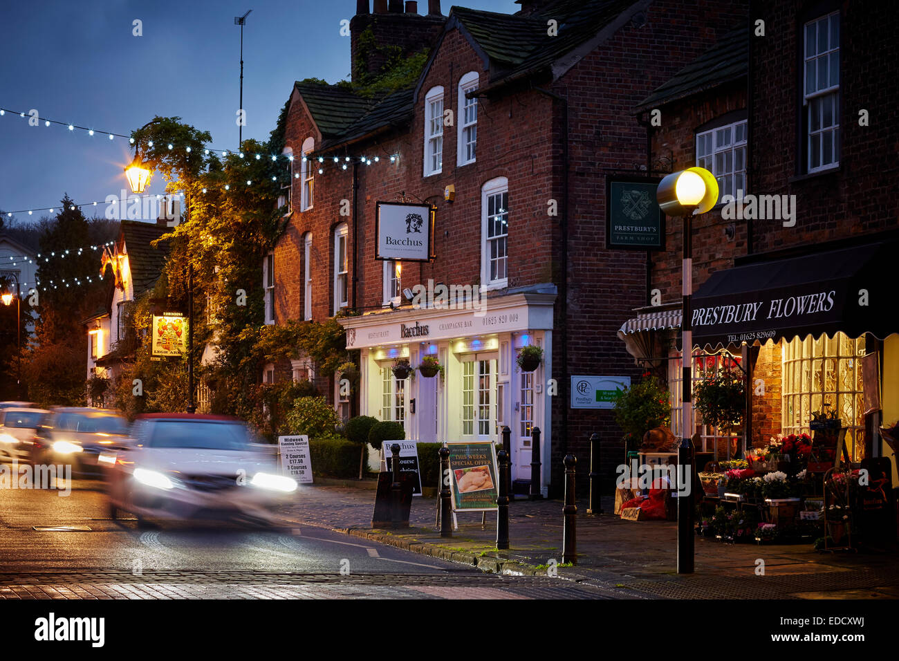 Dawn in Prestbury Village in Macclesfield Cheshire UK The Leigh Arms ...