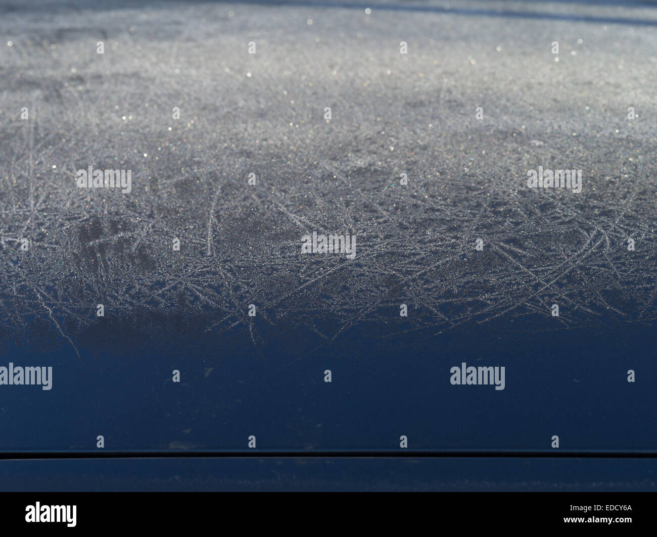 Frosty car bonnet Stock Photo - Alamy