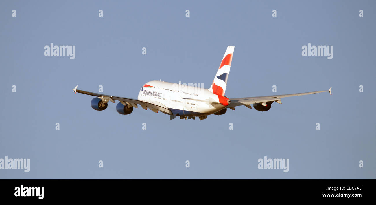 British Airways Airbus a380 G-XLEC departing London-Heathrow Airport ...