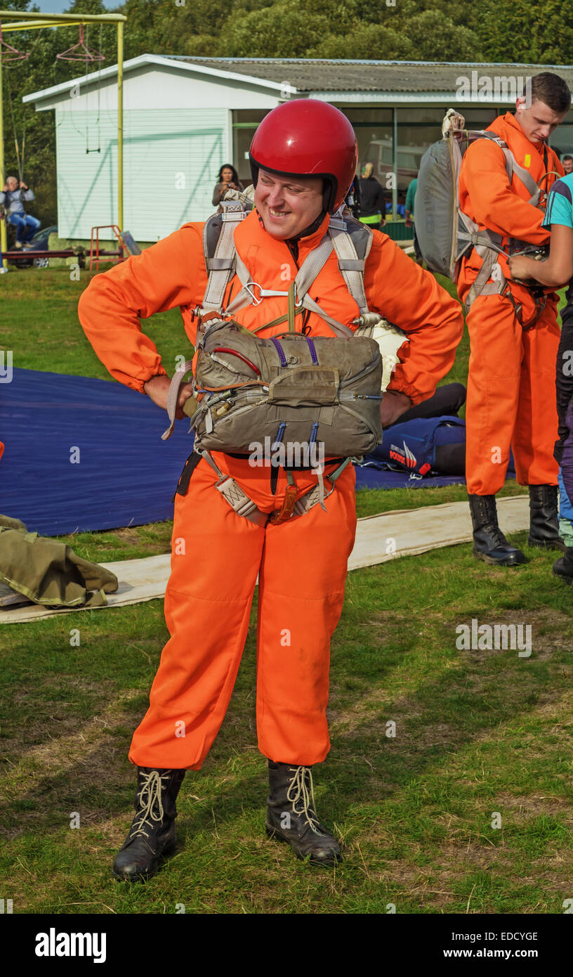 Parachutists - 2014. Portrait of the parachutist Stock Photo - Alamy
