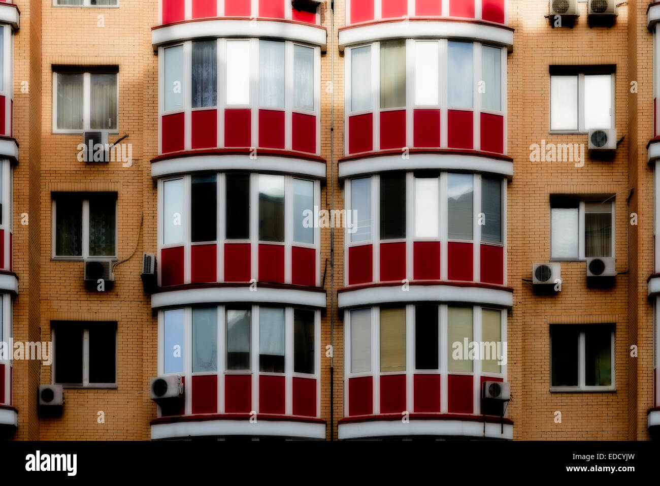Windows detail of a Residential building in Kiev the capitol of Ukraine ...