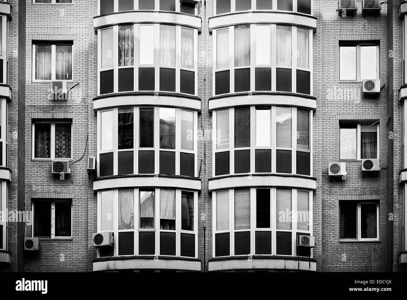 Windows detail of a Residential building in Kiev the capitol of Ukraine ...