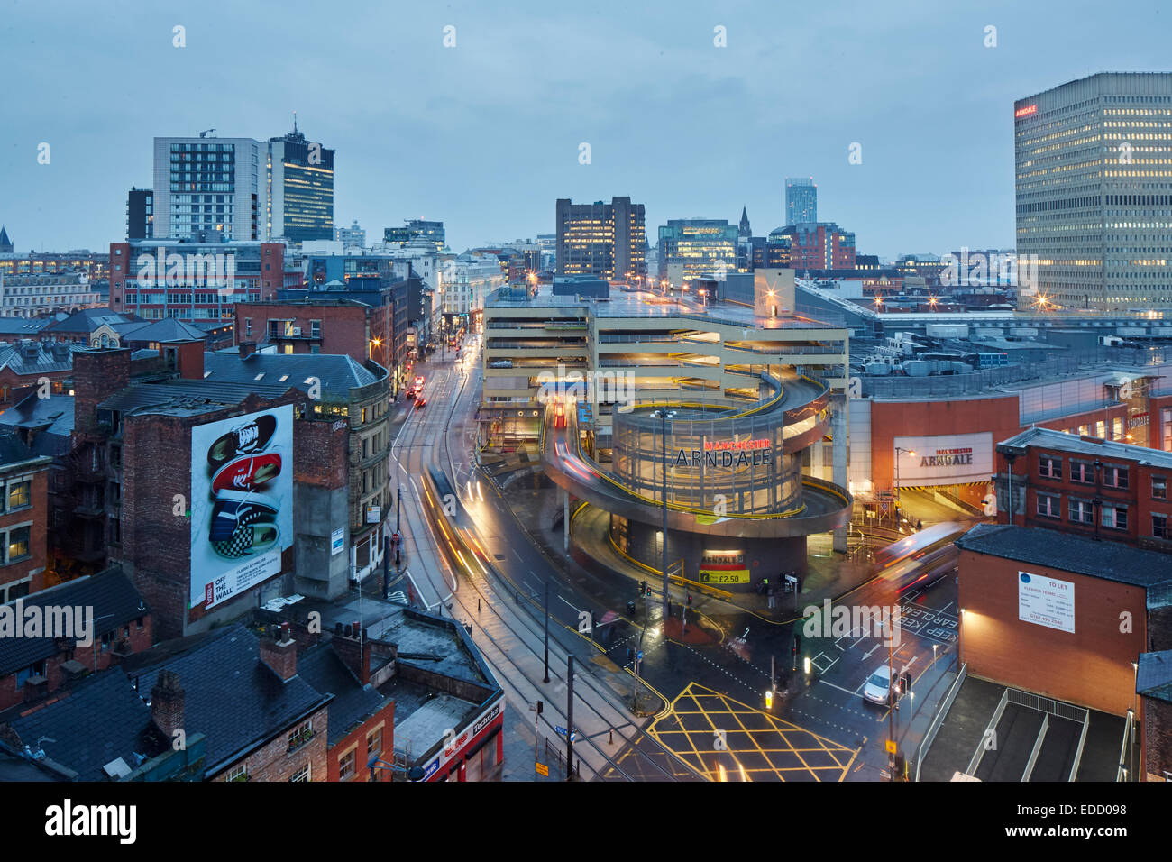 Manchester High Street in the Shudehill area of the city centre, a ...