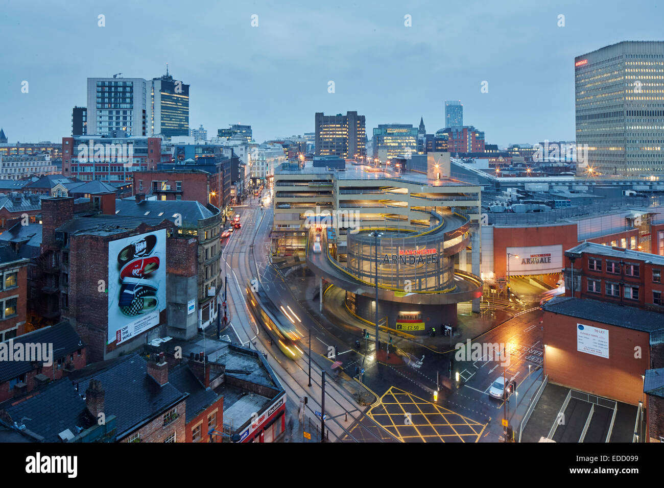 Manchester High Street in the Shudehill area of the city centre, a ...