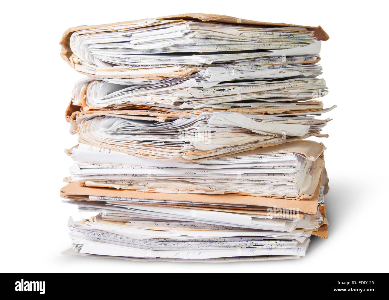 Old Files Stacking Up In A Messy Order Isolated On White Background ...