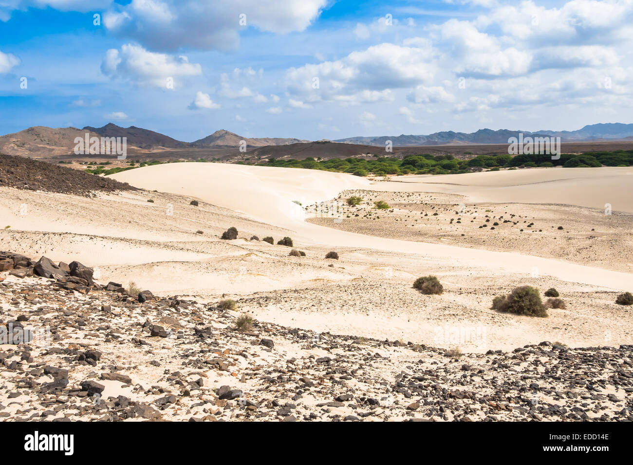 Sand dunes in Viana desert - Deserto de Viana in Boavista - Cape Verde ...