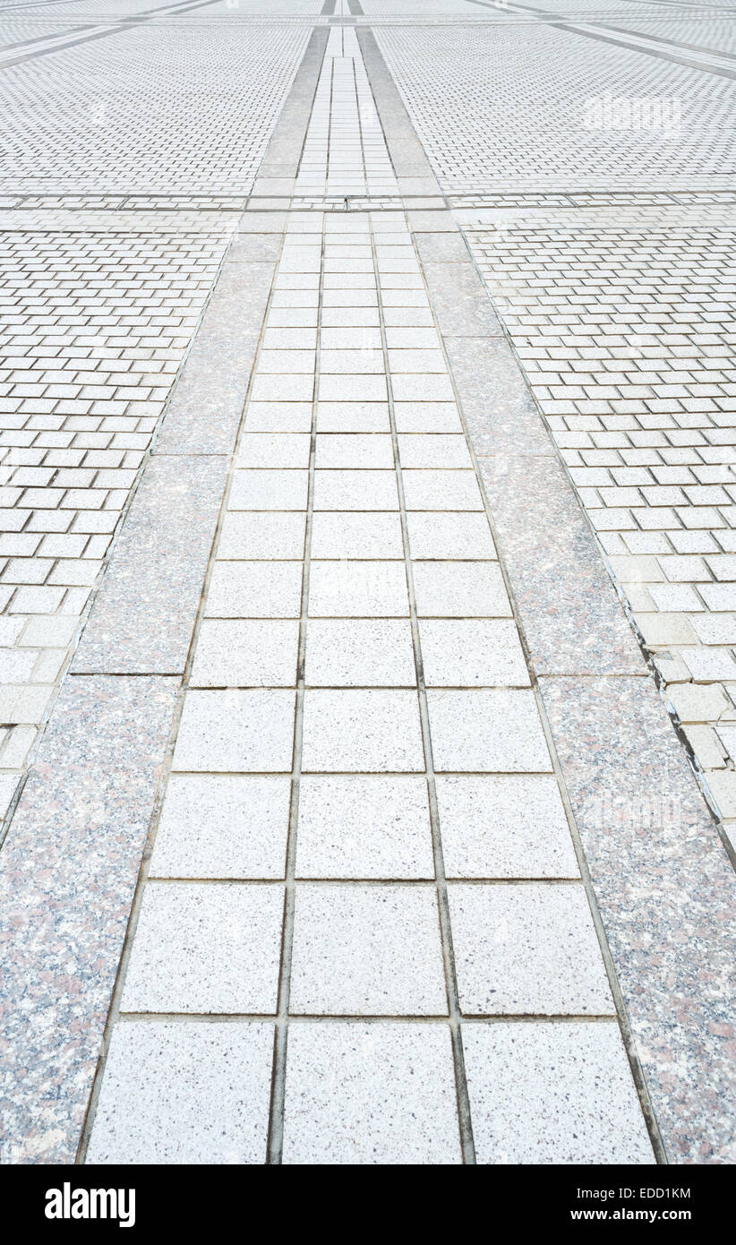 Perspective of concrete brick pavement road Stock Photo - Alamy