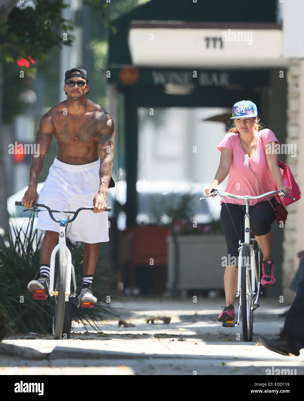 Kelly Brook and David McIntosh seen biking around Beverly Hills ...