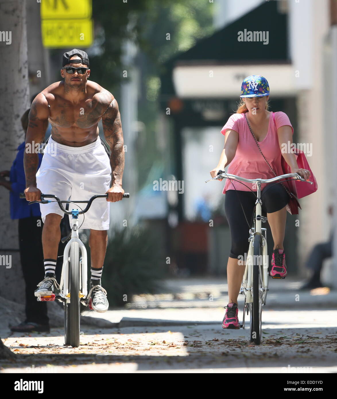 Kelly Brook and David McIntosh seen biking around Beverly Hills ...