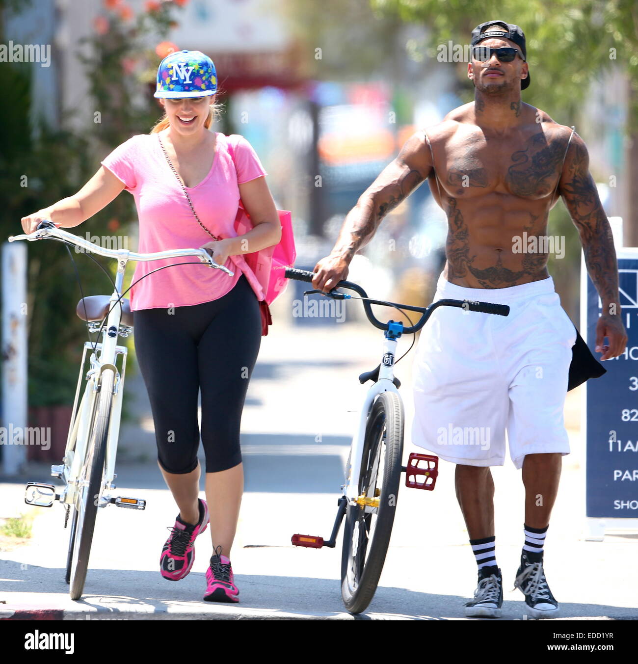 Kelly Brook and David McIntosh seen biking around Beverly Hills ...