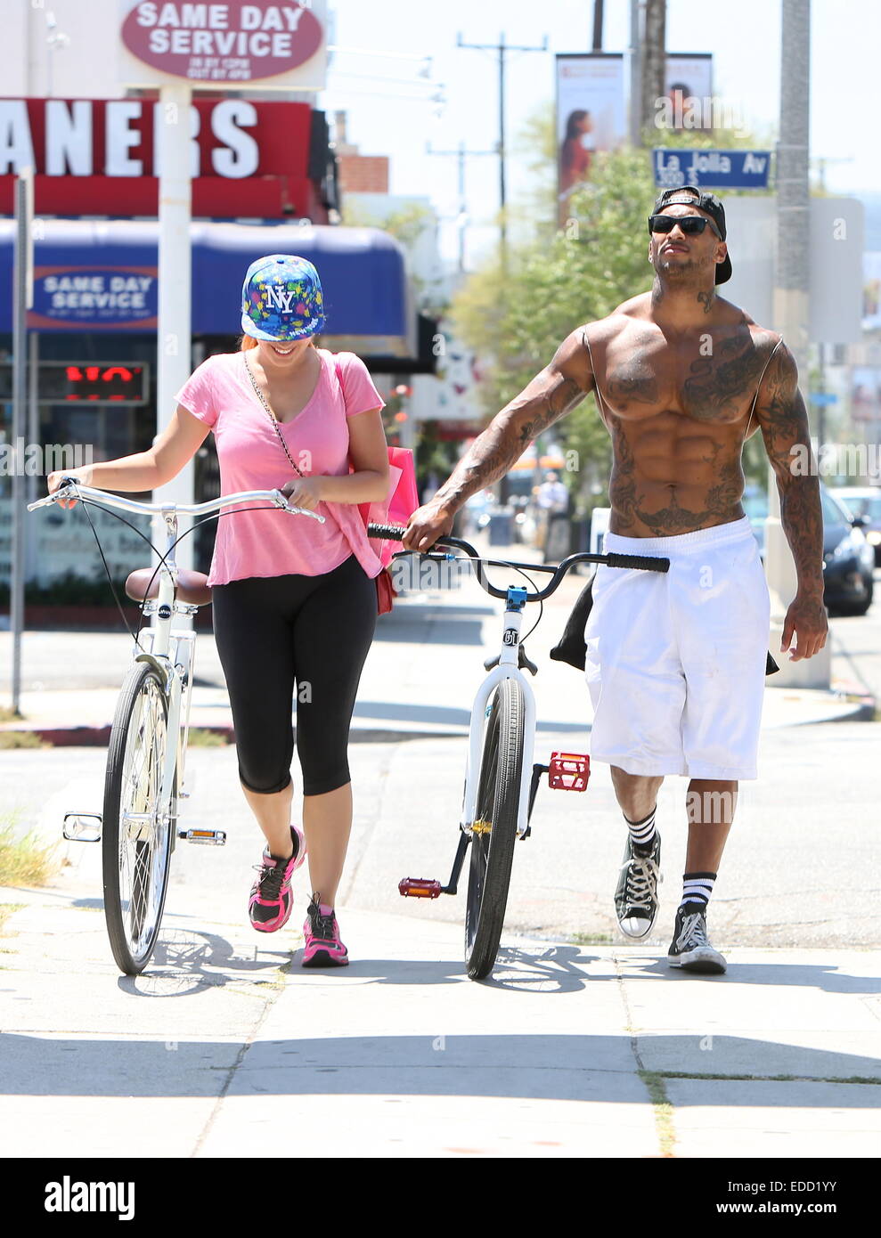 Kelly Brook and David McIntosh seen biking around Beverly Hills ...