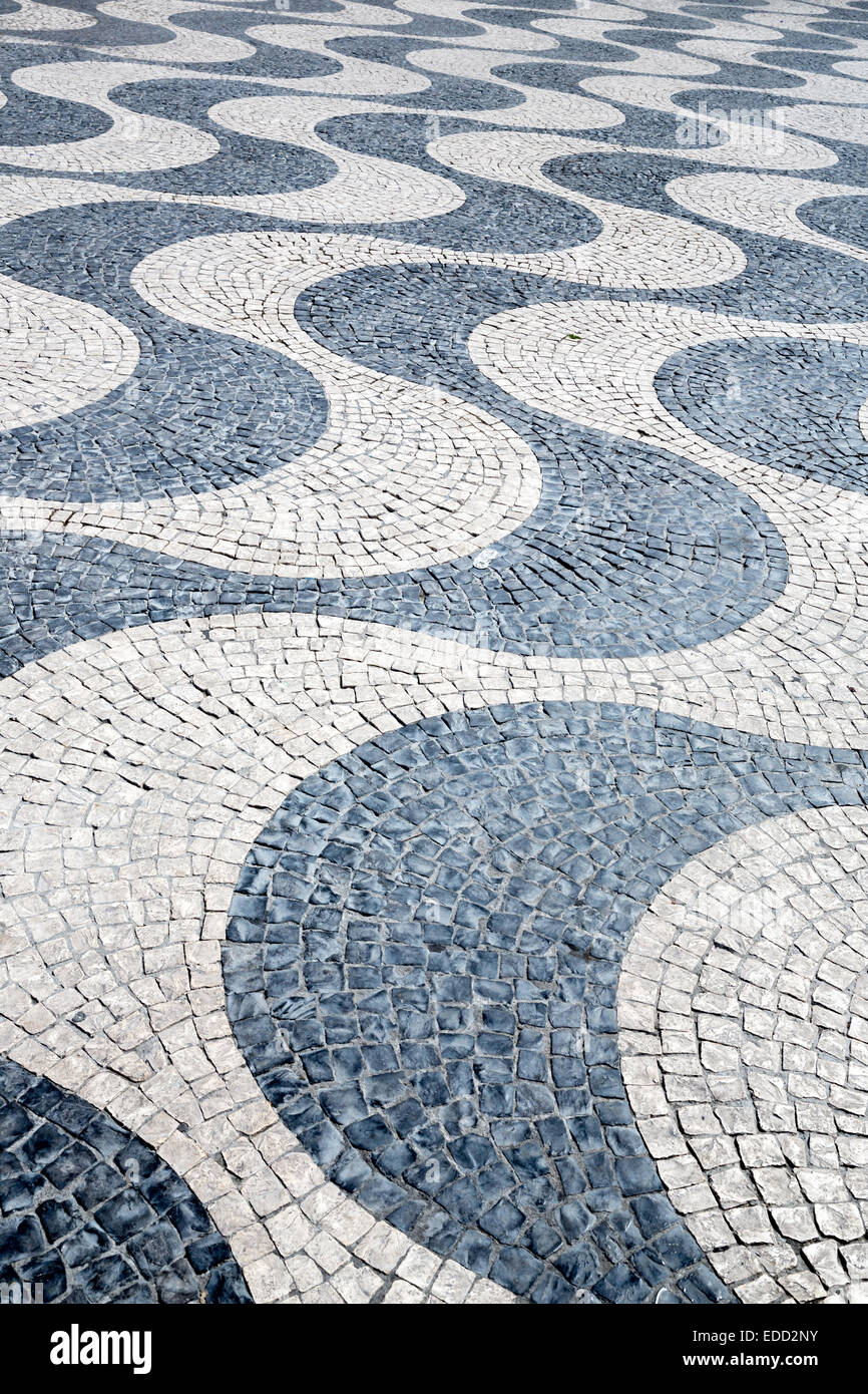 Tile brick floor in Lisbon Town Square, Portugal Stock Photo - Alamy