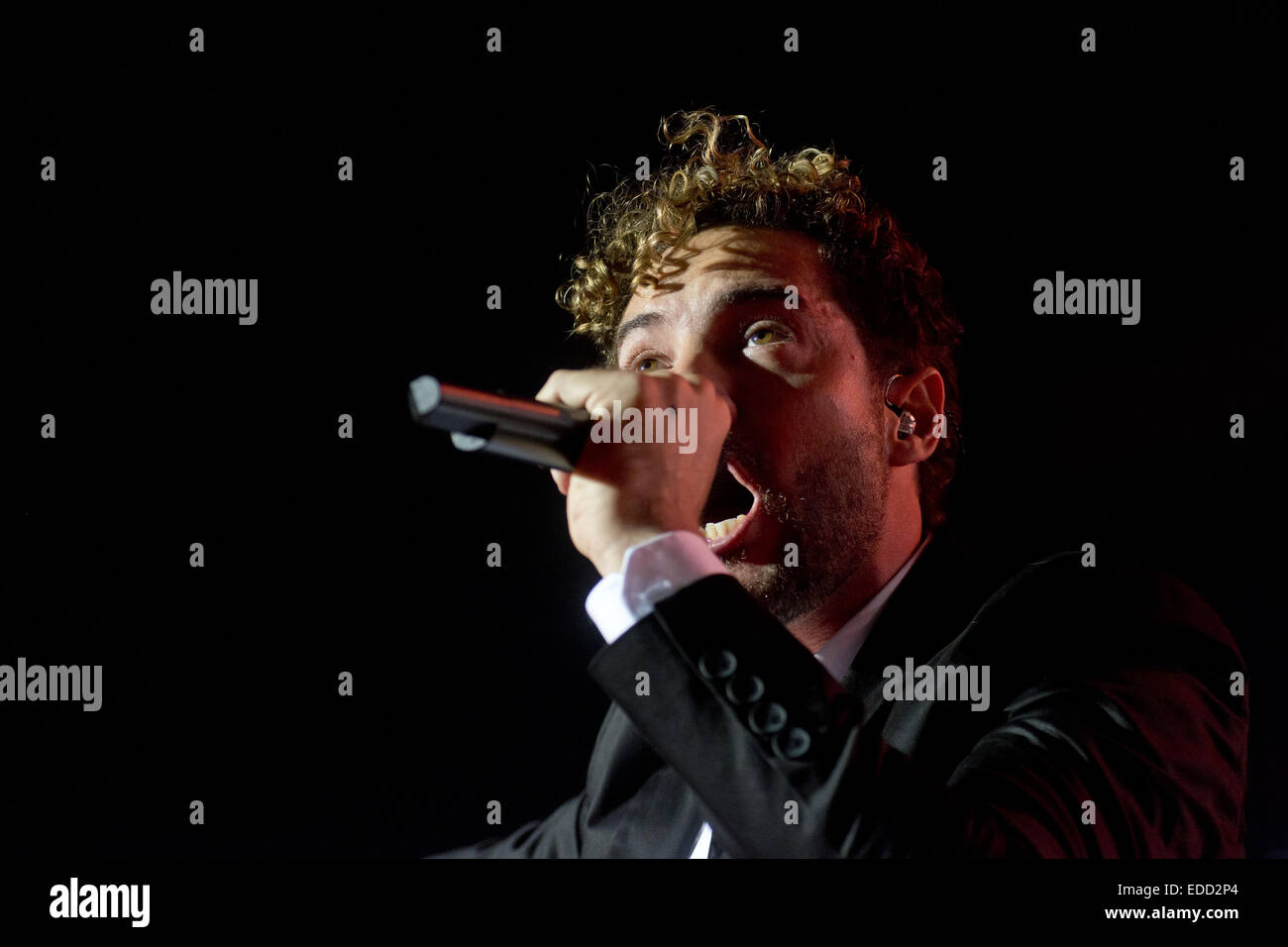 Singer David Bisbal performing live on stage at Palacio de Deportes de ...