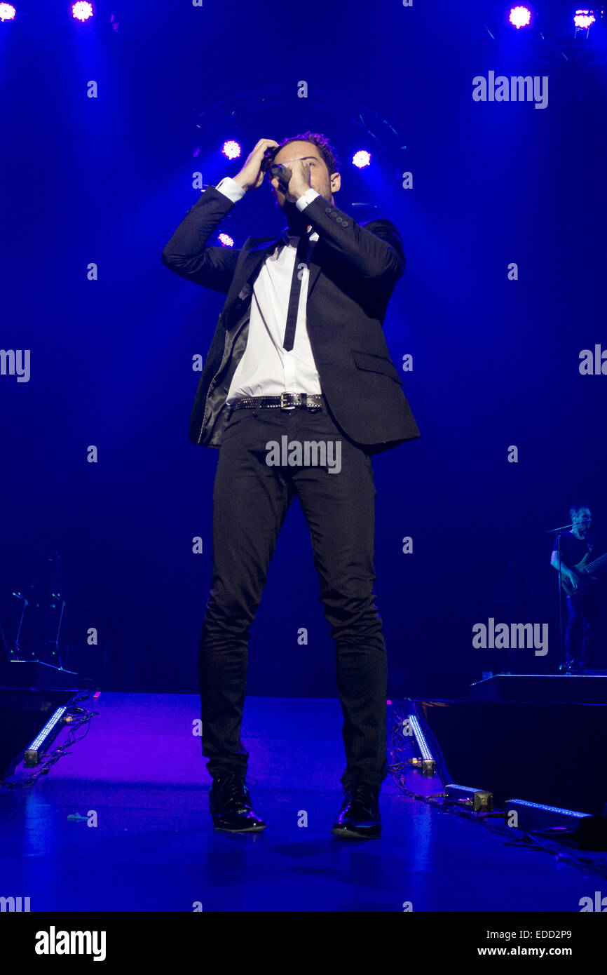 Singer David Bisbal performing live on stage at Palacio de Deportes de ...