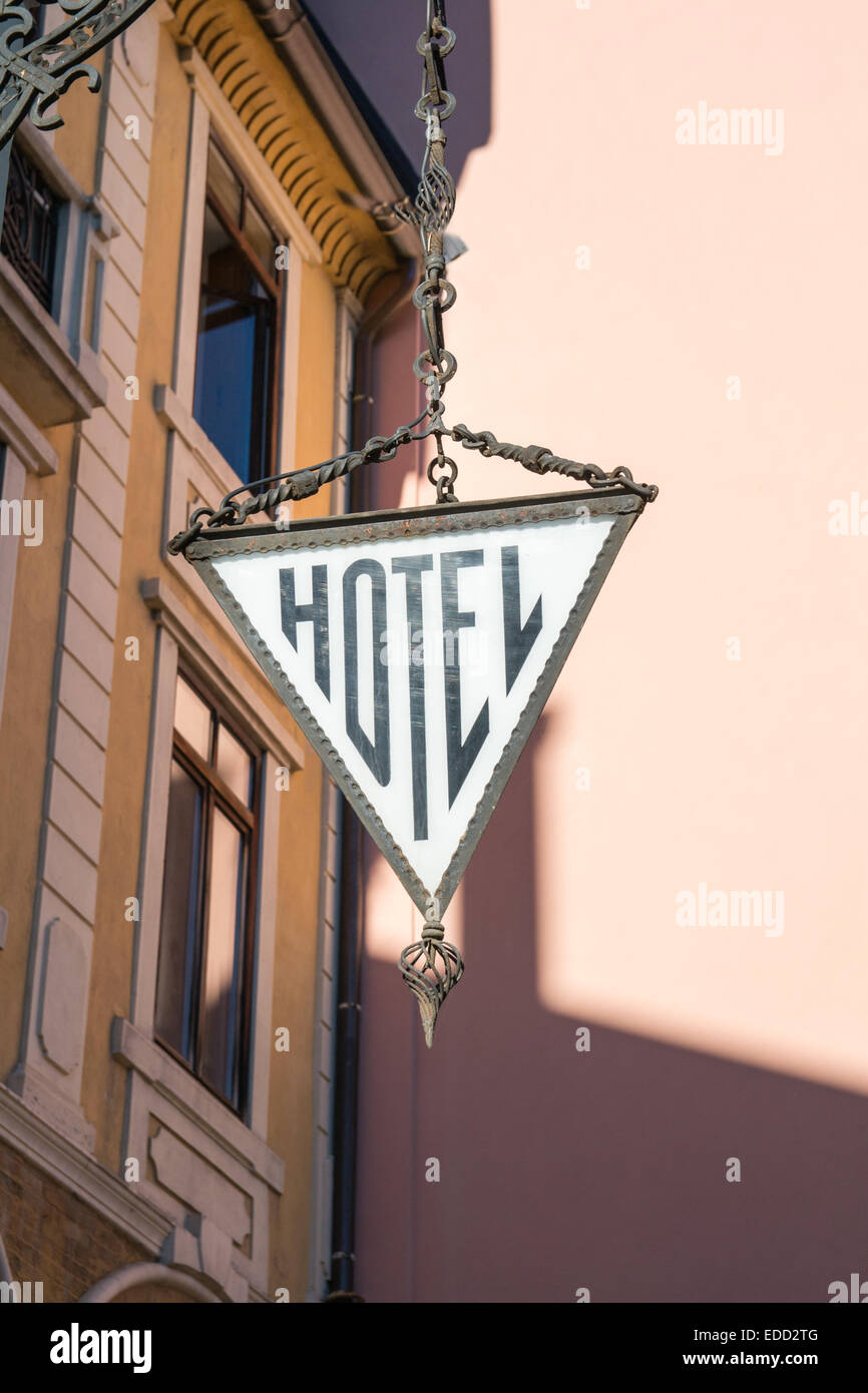 triangle hotel sign Stock Photo - Alamy