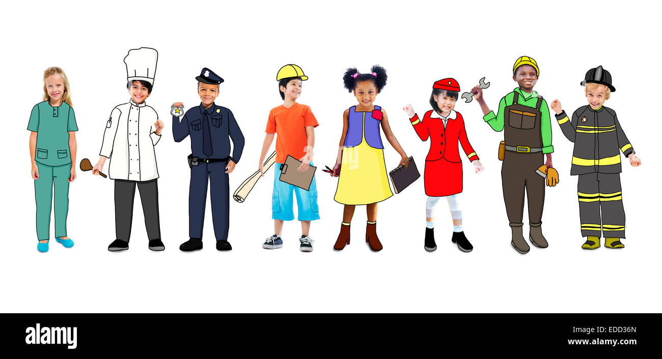 Children Wearing Future Job Uniforms Stock Photo - Alamy