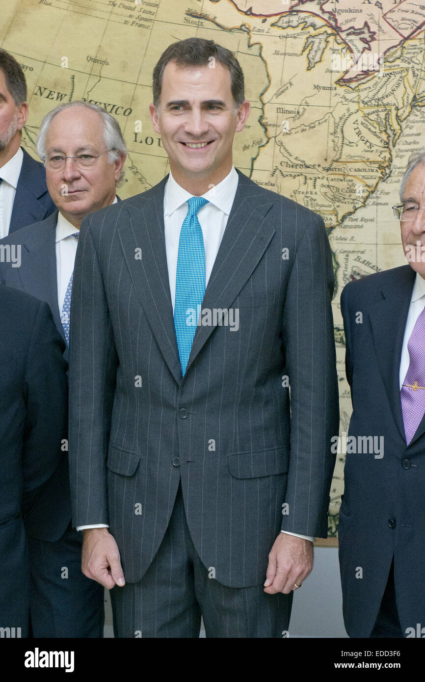 King Felipe VI of Spain attends an exhibition at National Library ...