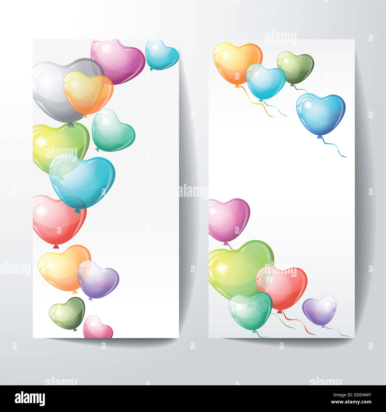 Heart shaped colorful balloons on two pieces of paper Stock Photo - Alamy