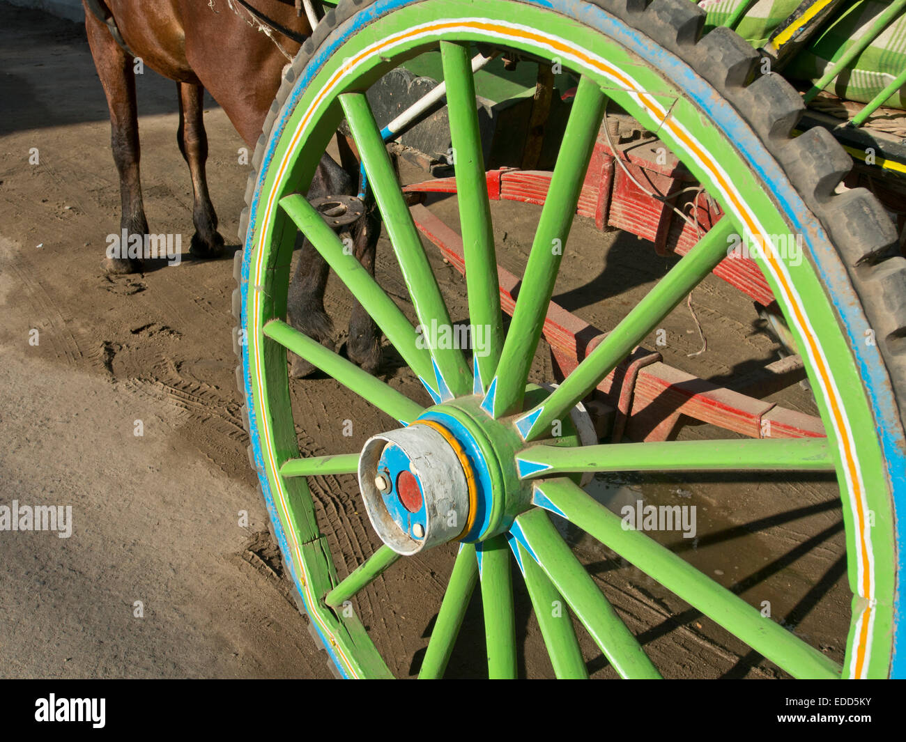 Horse and cart carriage and wheel Myanmar Stock Photo - Alamy
