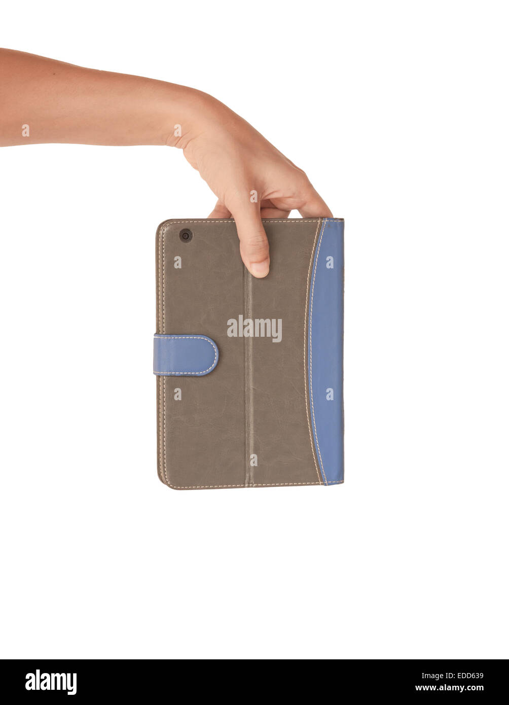 A man's hand picking up a tablet Stock Photo - Alamy