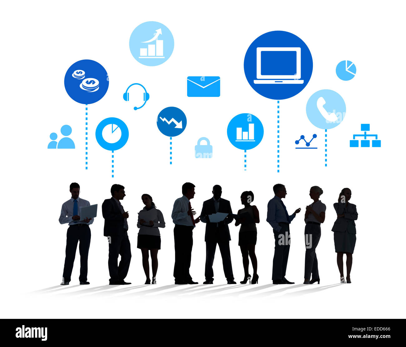 Silhouette of Business People Discussing Issues Stock Photo - Alamy