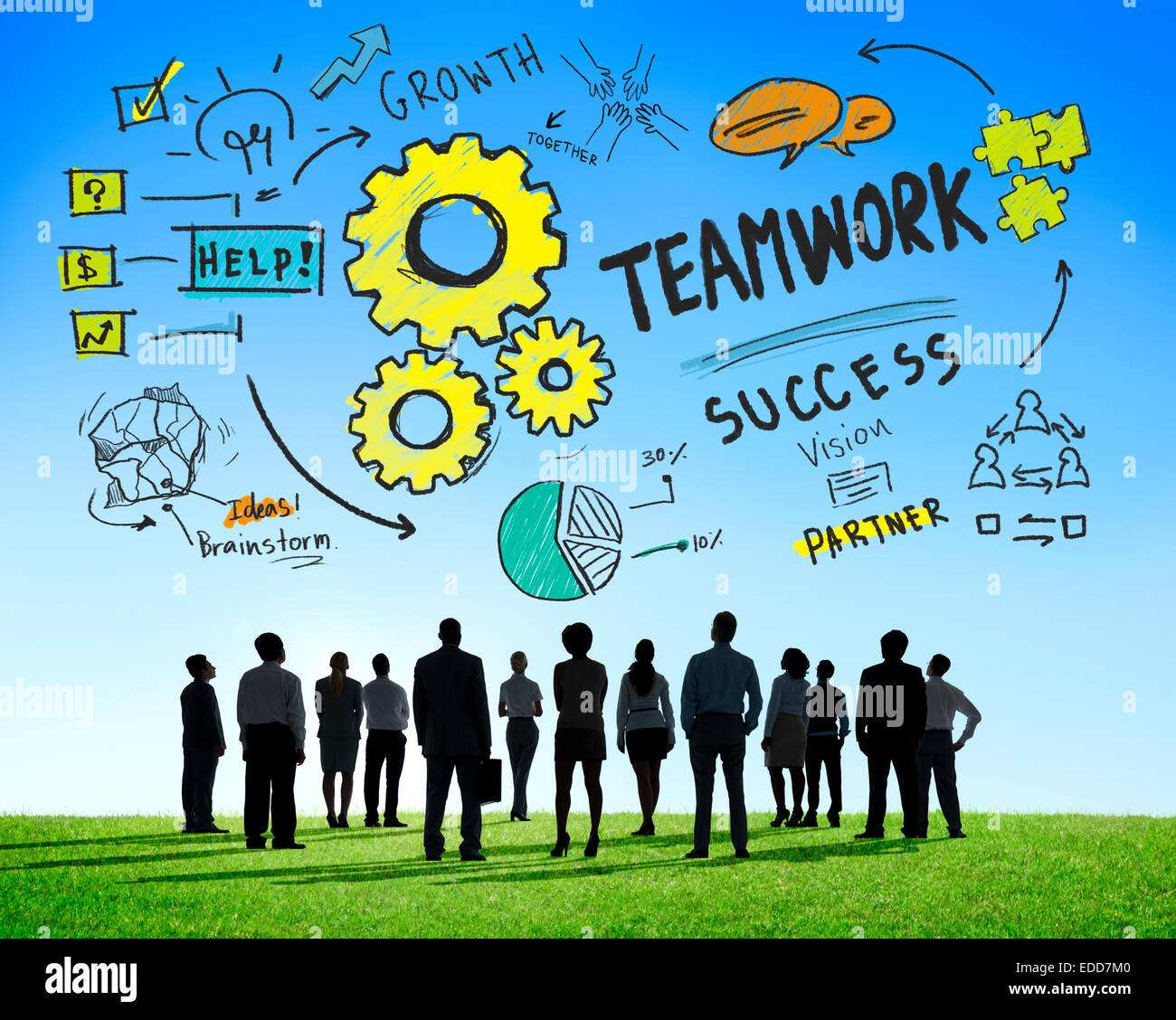 Teamwork Team Together Collaboration Business Aspiration Goals Concept ...