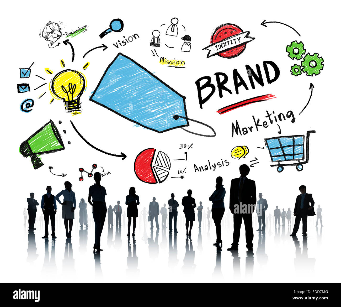 Silhouette Business People Marketing Isolated Brand Concept Stock Photo ...