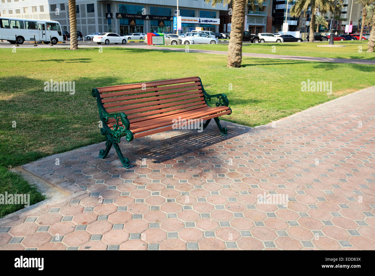 Bench on the street Stock Photo - Alamy