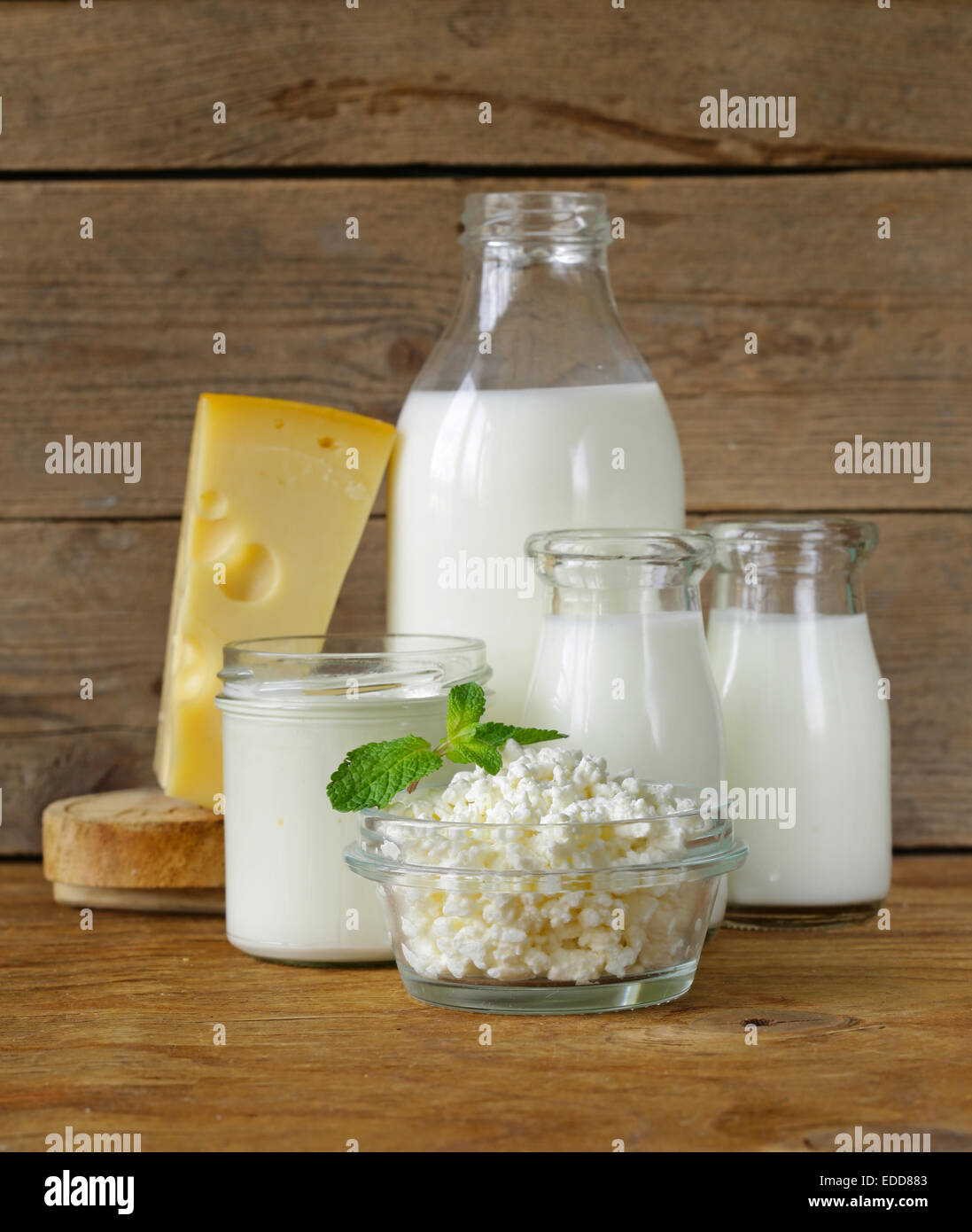 assortment of dairy products (milk, cheese, sour cream, yogurt Stock ...