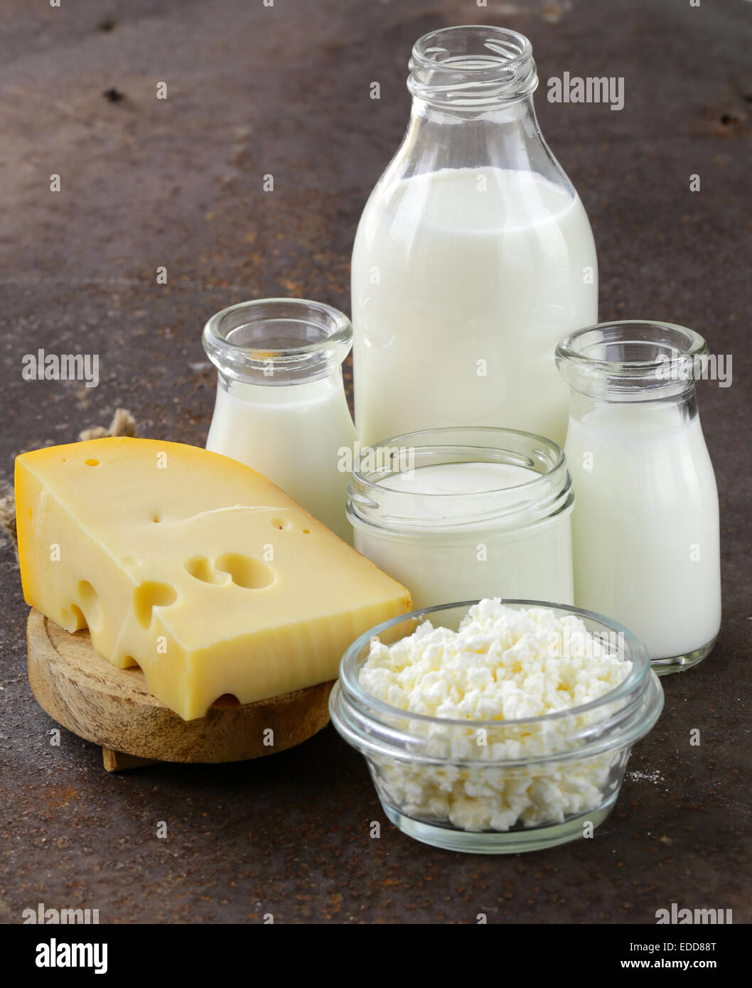 assortment of dairy products (milk, cheese, sour cream, yogurt Stock ...