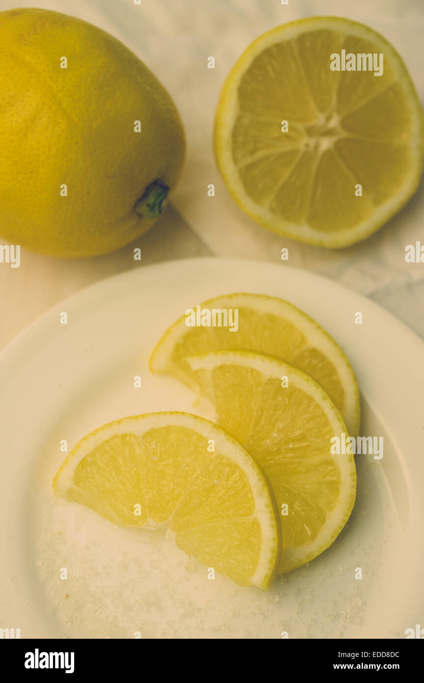 Lemon and lemon slice close Stock Photo - Alamy