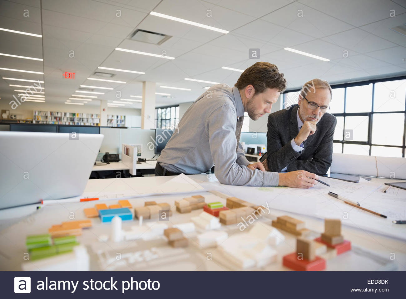 Business People Looking Blueprints Model High Resolution Stock ...