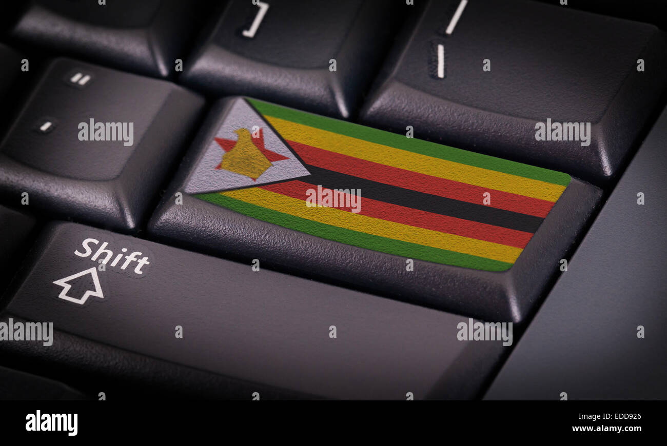 Flag on button keyboard, flag of Zimbabwe Stock Photo - Alamy