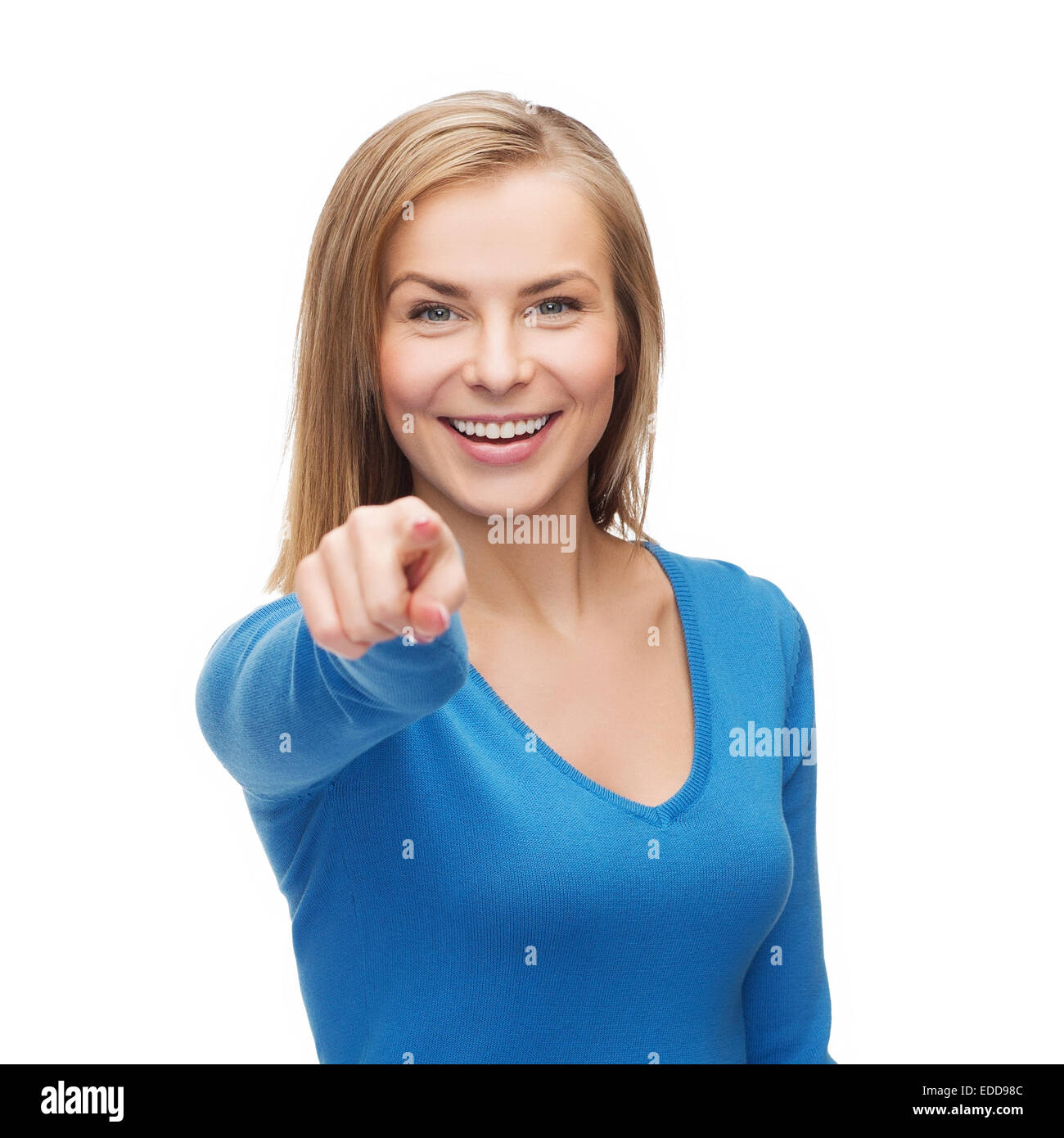 smiling student pointing finger at you Stock Photo - Alamy