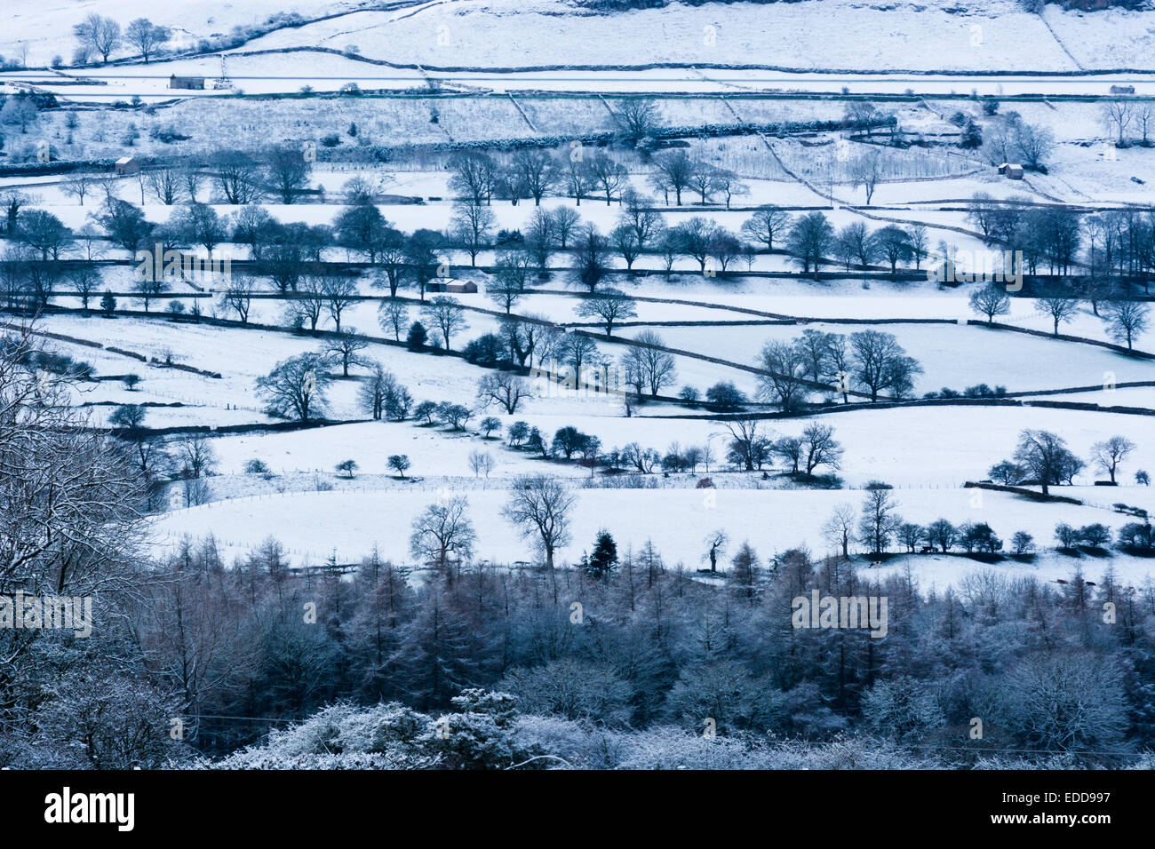 Wensleydale view in the snow Stock Photo - Alamy