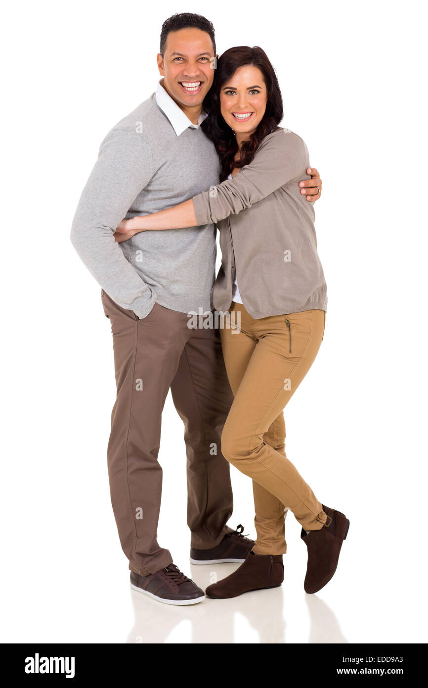 cute couple embracing on white background Stock Photo - Alamy