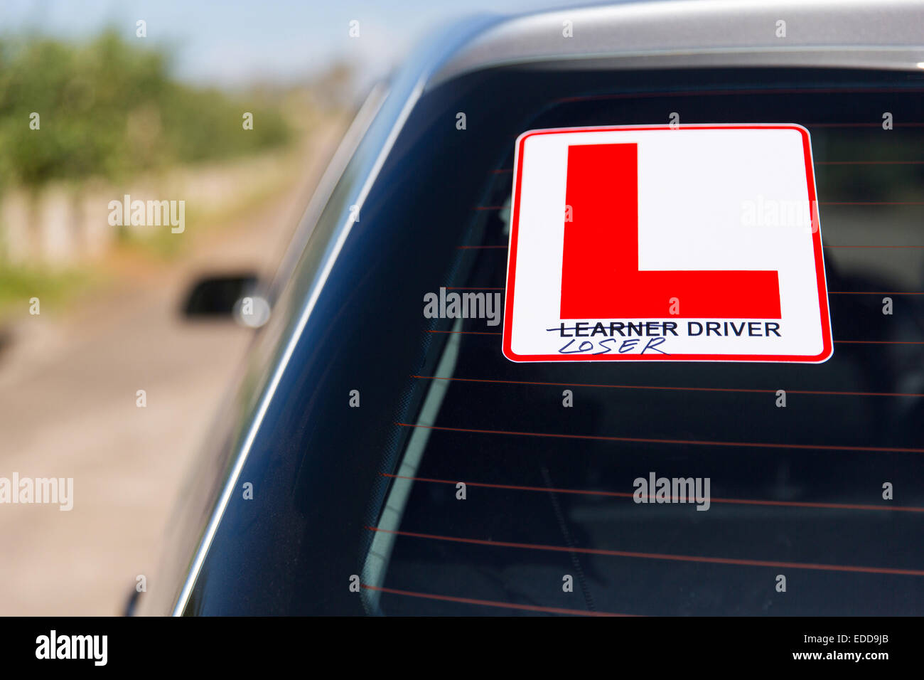 funny sign: leaner driver or loser driver Stock Photo - Alamy
